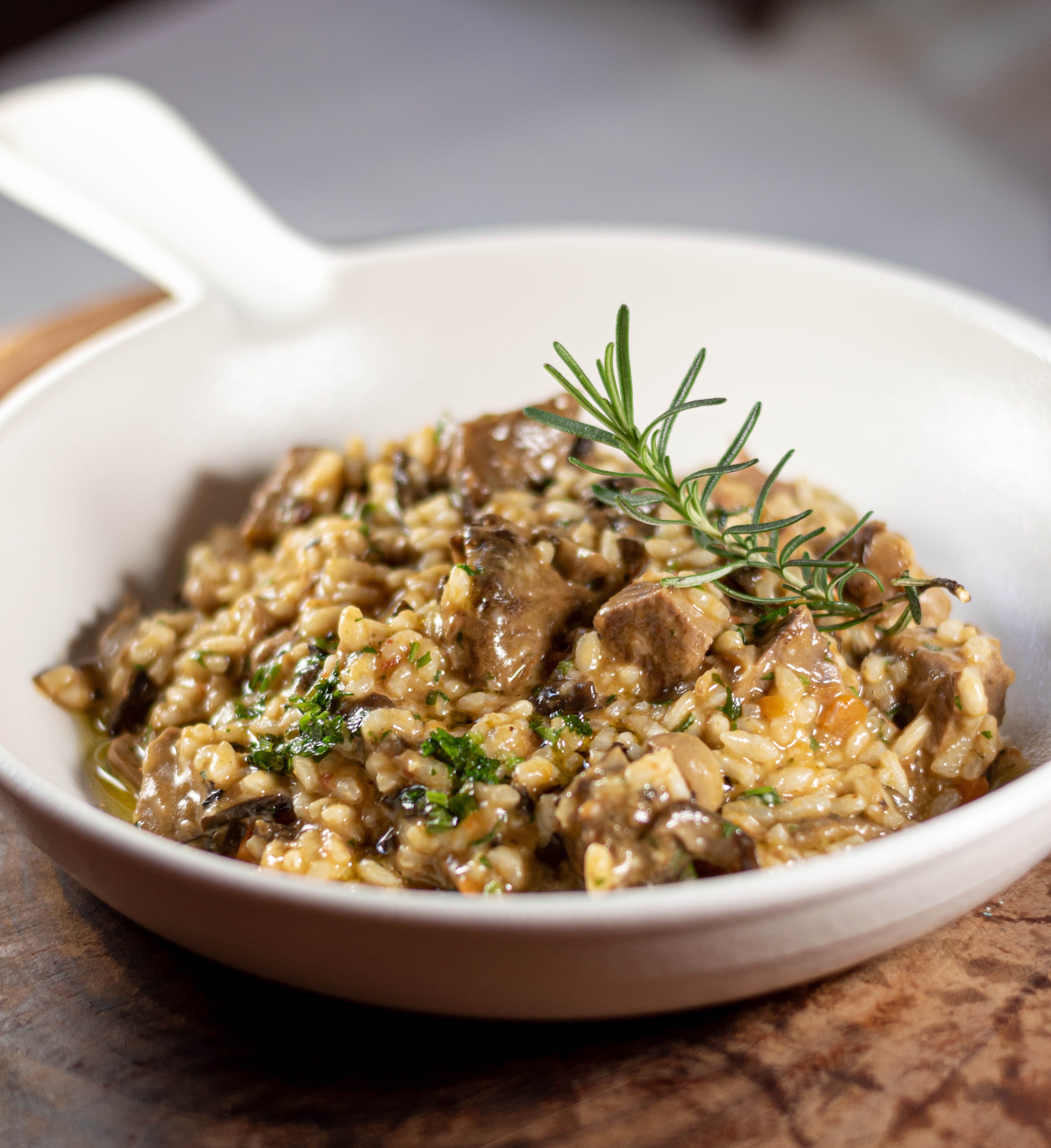 Bone Broth Risotto with Mushrooms and Crispy Shallots – Boulder Broth